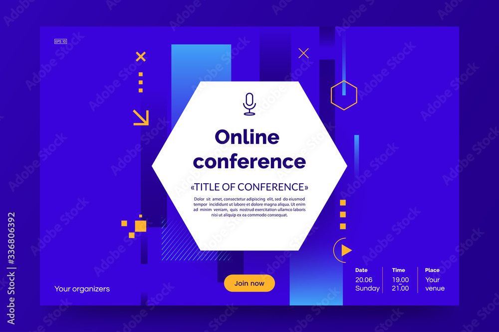 Invitation web banner to the online conference. Business webinar ...