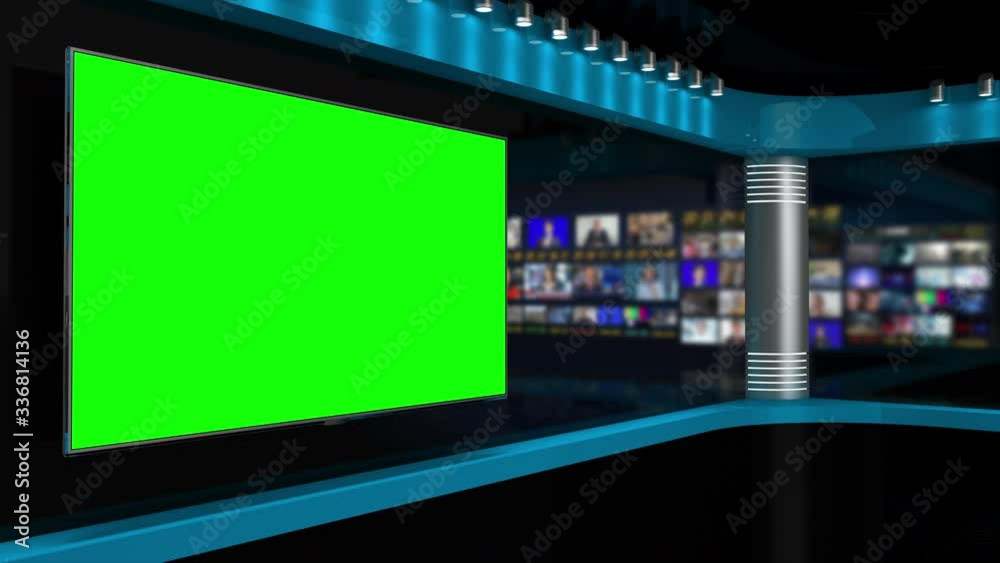 Tv Studio. Blue Studio. News studio. Blue background. Newsroom ...