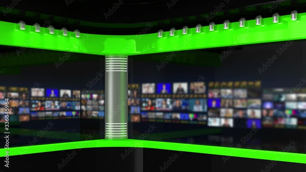 Tv Studio. Green Studio. News studio. Green background. Newsroom ...