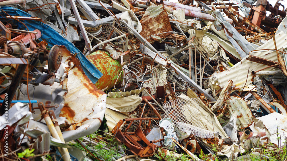 dump of rusty metal. metal structures and scrap metal texture. non ...