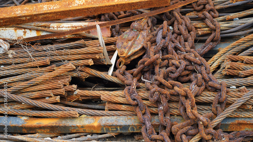 dump of rusty metal. metal structures and scrap metal texture. non ...