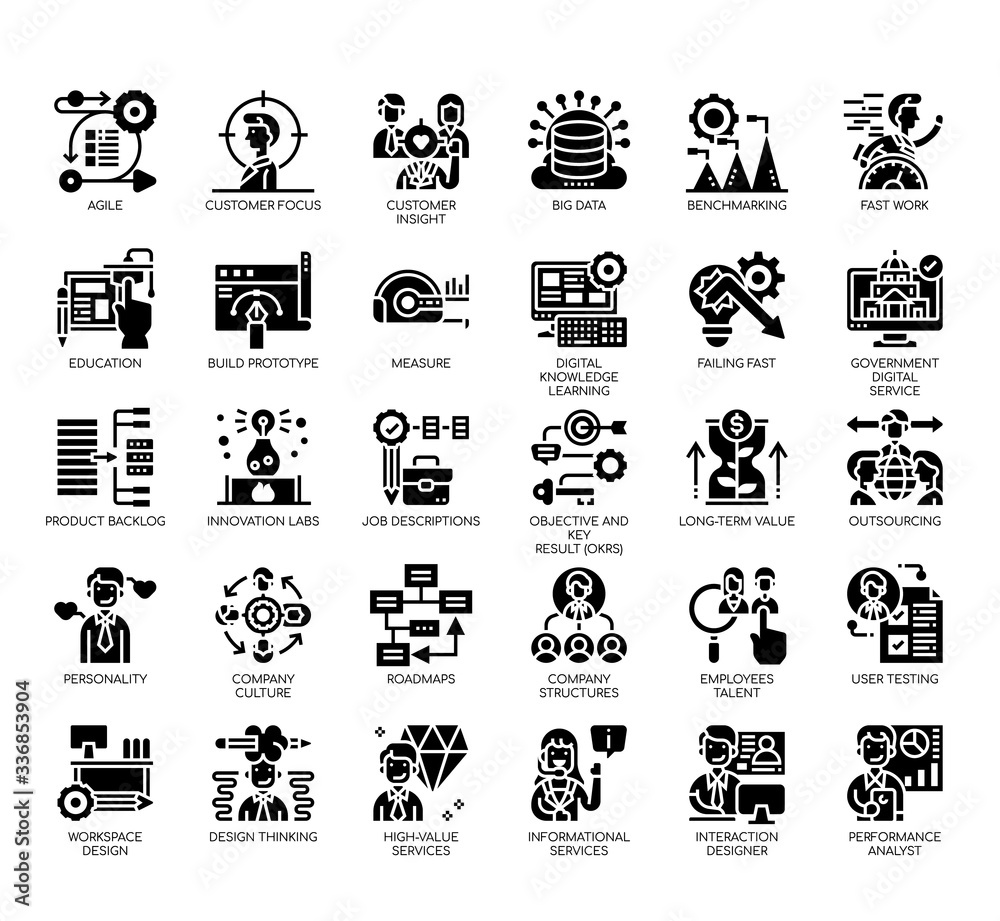 Set of digital transformation thin line and pixel perfect icons for any ...