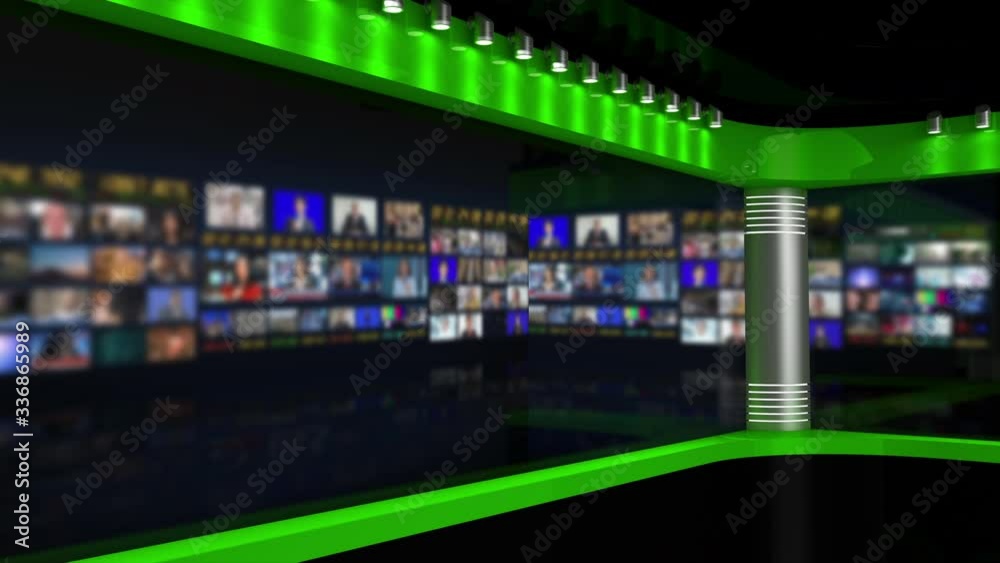 Tv Studio. Green Studio. News studio. Green background. Newsroom ...