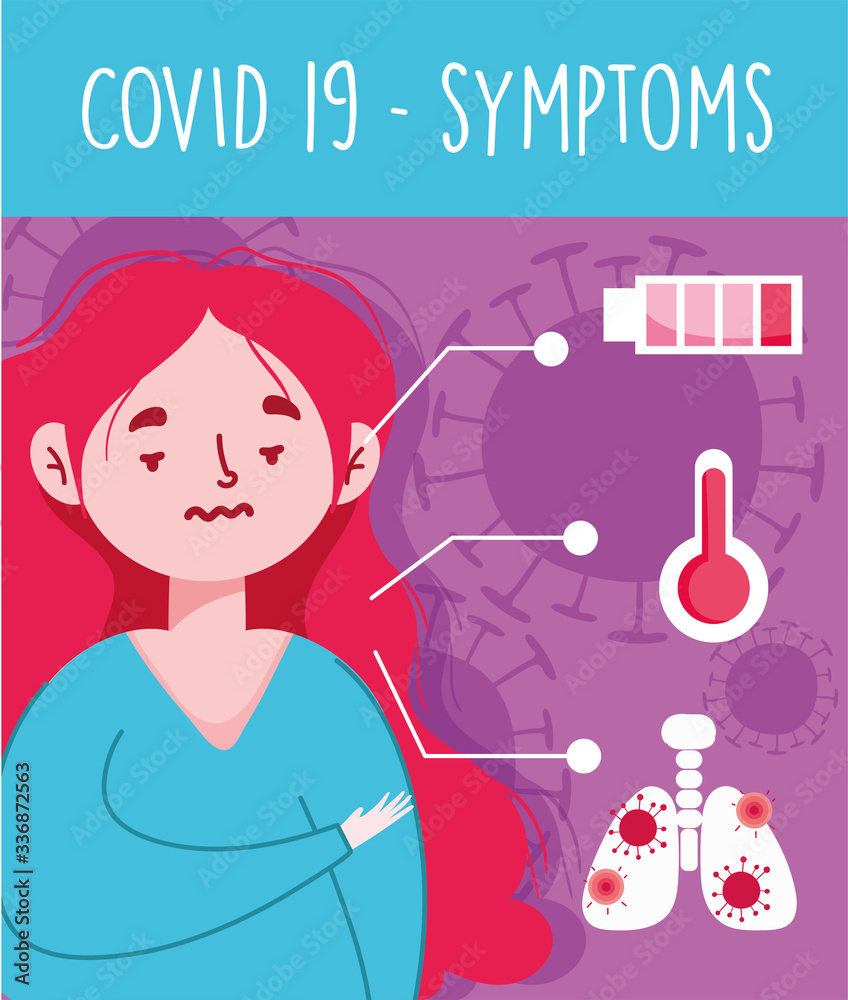 covid 19 coronavirus infographic, character with symptoms cold fever ...