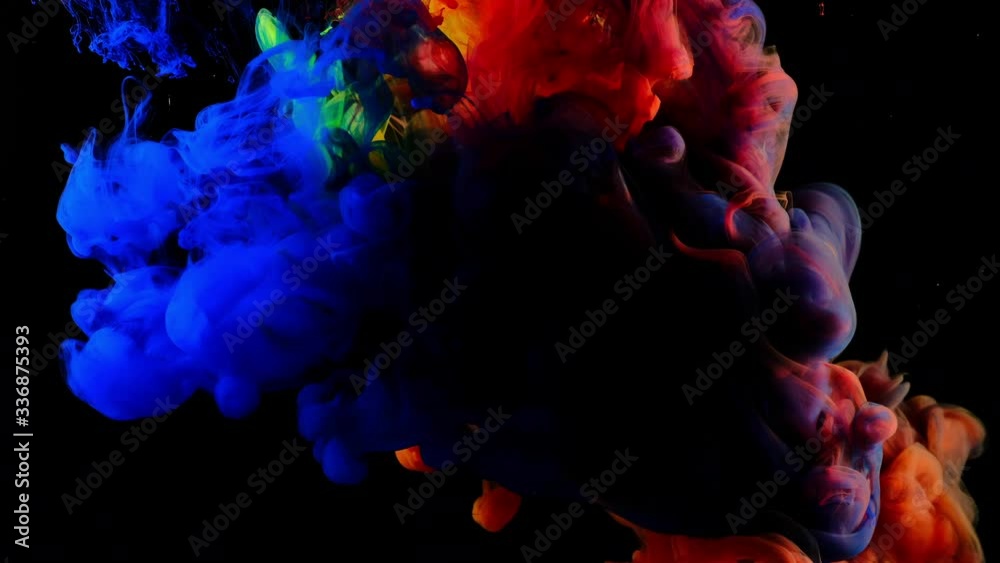 4K , Color paint drops in water , abstract color mix , drop of Ink ...