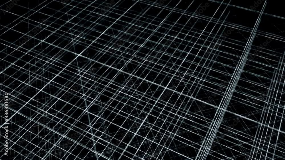 3D space with grid of lines. Animation. Multi-level grid of thin lines ...