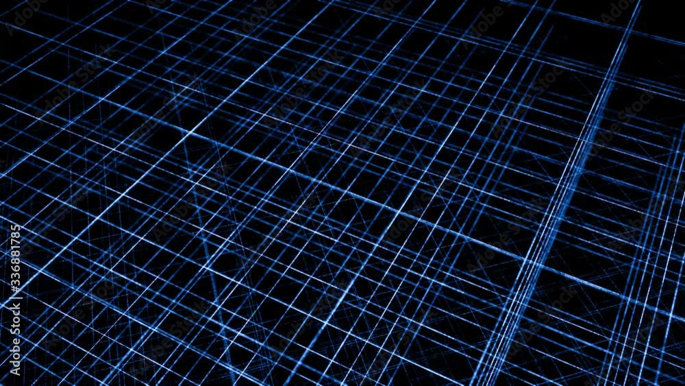 3D space with grid of lines. Animation. Multi-level grid of thin lines ...