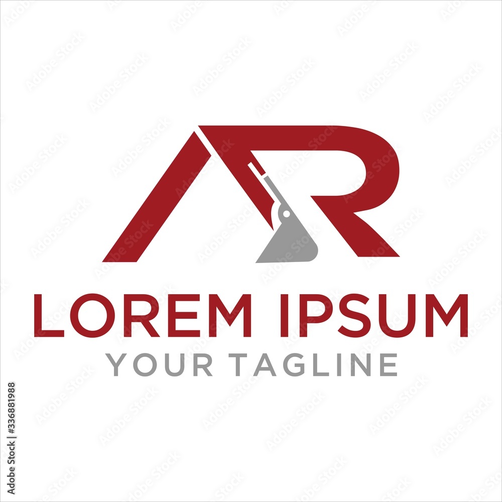 Initial A R excavator logo concept vector with arm excavator template ...