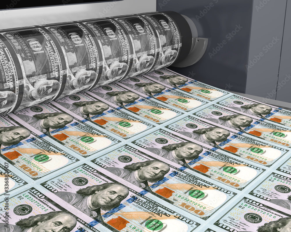 Money Printing 100 US Dollar Banknotes Stock Illustration | Adobe Stock