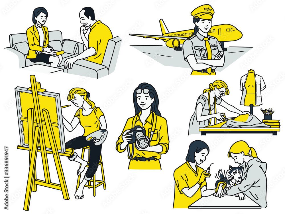 Smart and powerful women concept. Various women in different jobs and ...