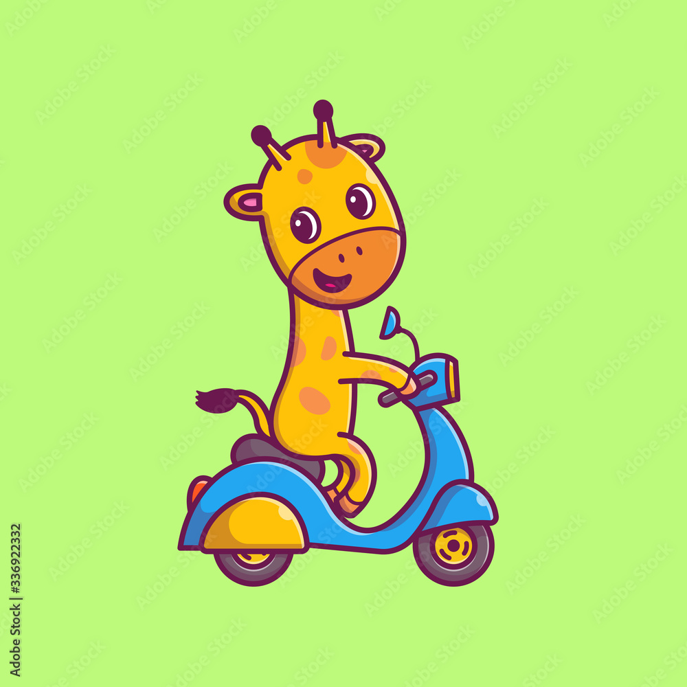 Cute Giraffe Riding Bike Vector Icon Illustration. Giraffe Mascot ...