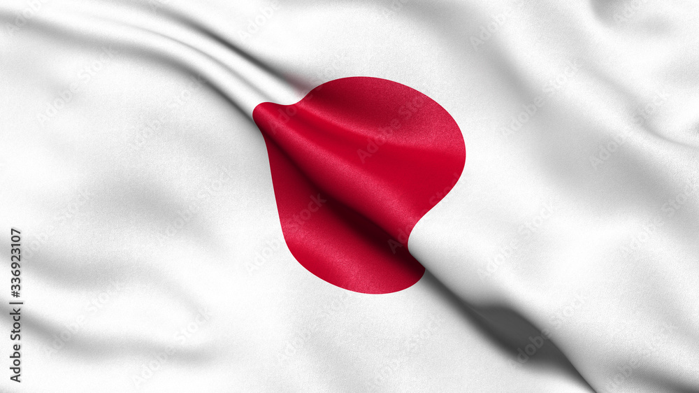 3D illustration of the flag of Japan waving in the wind. Stock ...