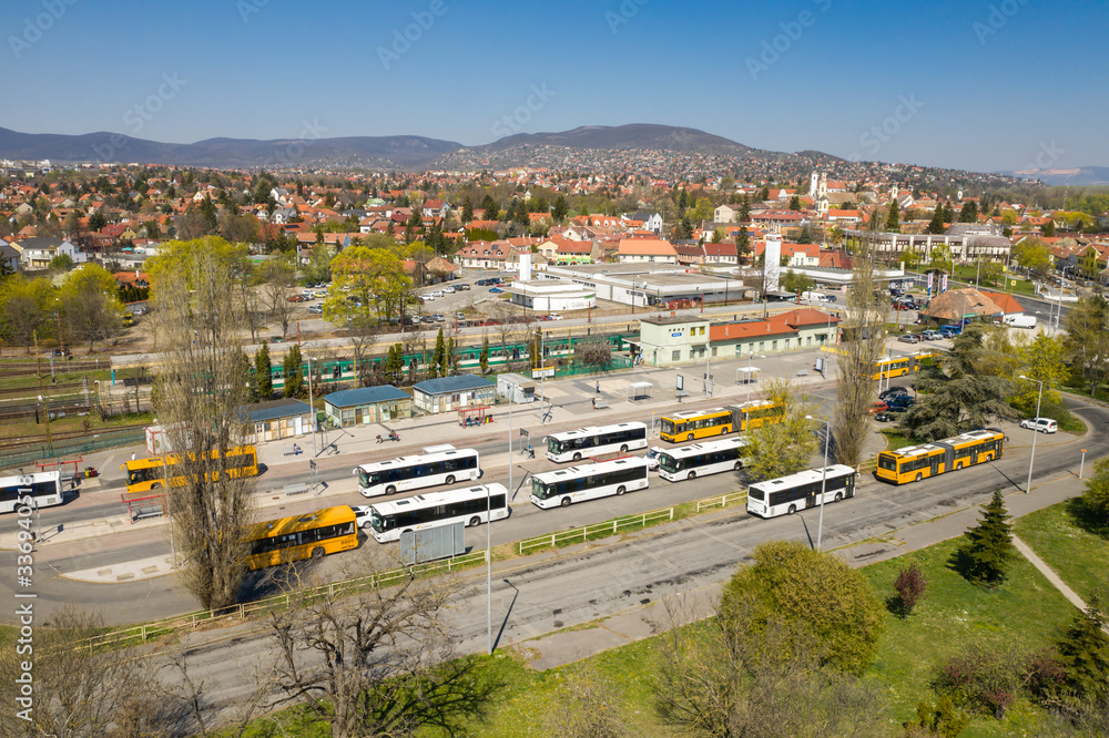 Szentendre intercity bus service station. Important transport center in ...