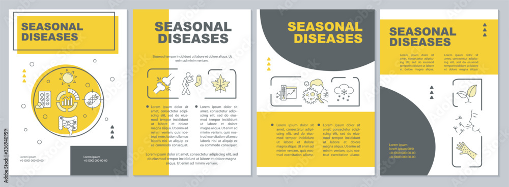 Seasonal disease brochure template. Flu symptoms. Allergy flyer ...