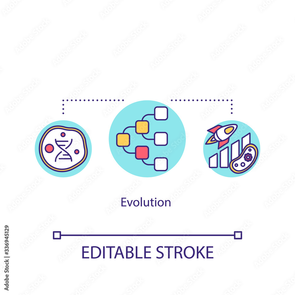 Evolution icon. Live organism adaptation. Genes and characteristics ...