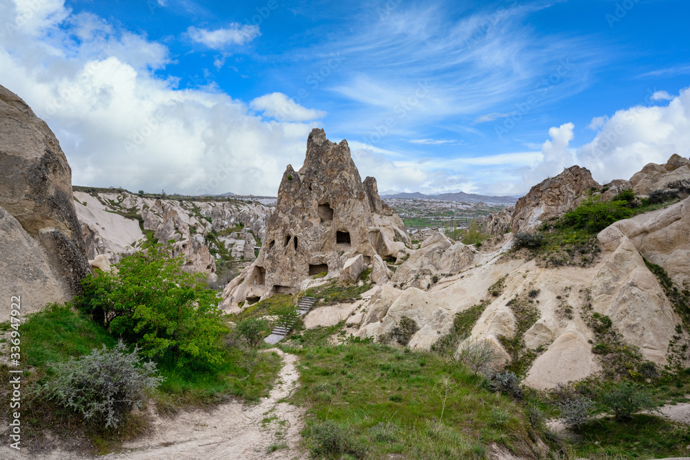 The Zelve Open Air Museum in Cappadocia, Turkey, has many sharp ...