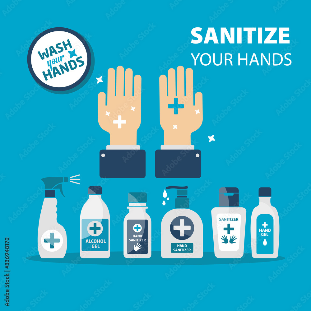 Vector hand sanitizer symbol, alcohol bottle for hygiene, isolated on ...