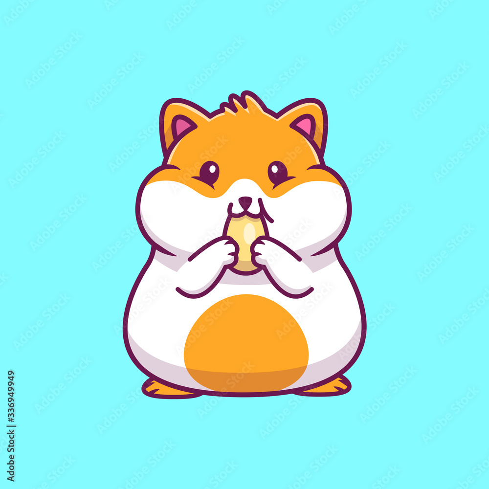 Cute Hamster Eating Vector Icon Illustration. Hamster Mascot Cartoon ...
