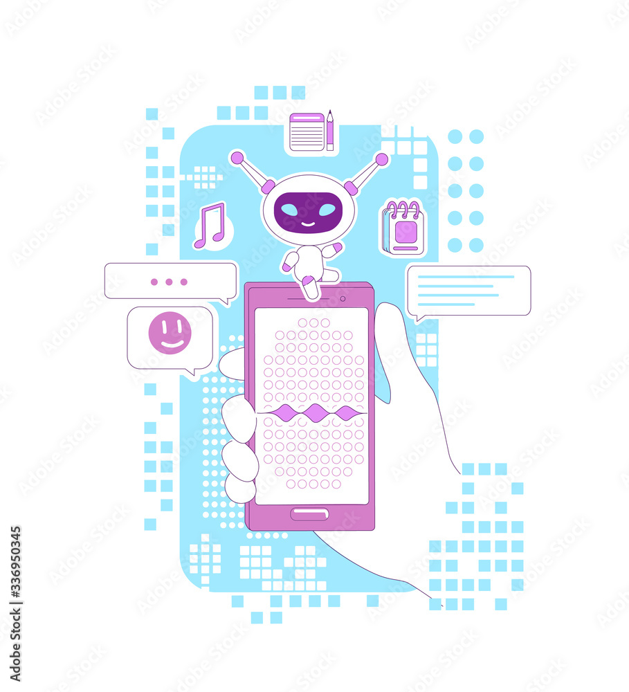 Super bot thin line concept vector illustration. Hand holding ...