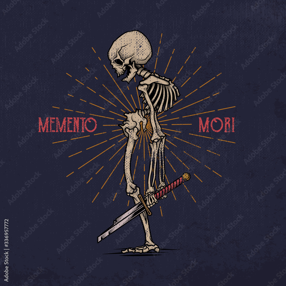 "Memento mori" poster design. Vector illustration in engraving ...