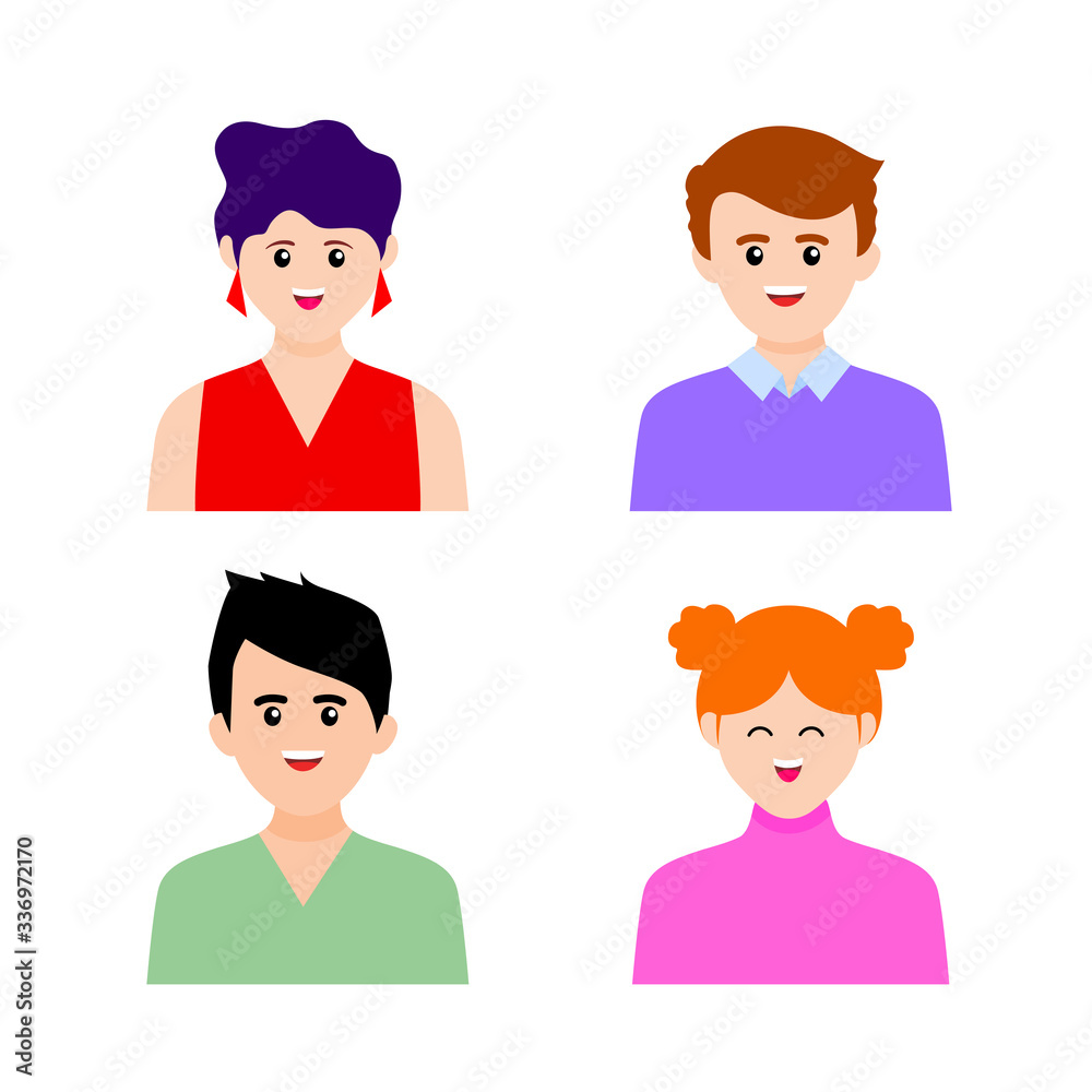 Set of people isolated on white background. Cute and simple flat ...
