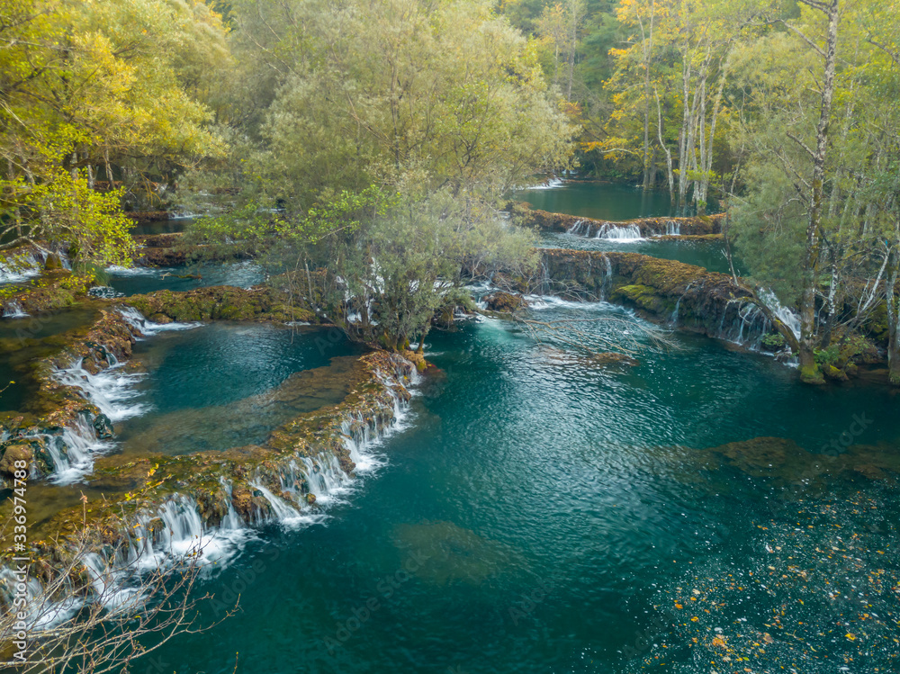 Pools and cascades on the Uni River in Martin Brod, one of the most ...