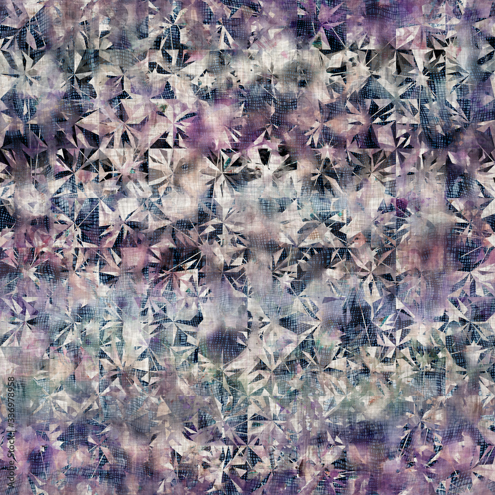 Seamless mixed media collage design in old aged worn look. Tiny geo ...