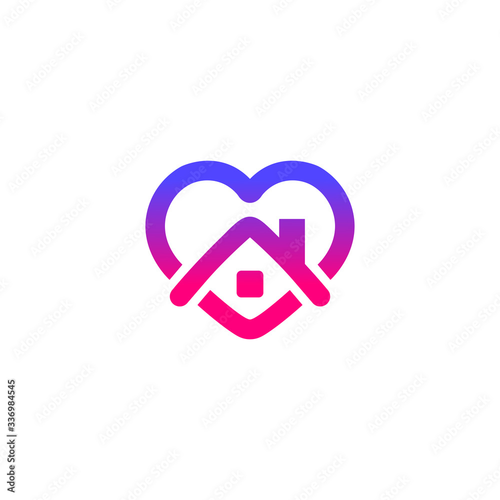Instagram Stay Home Sticker. Heart with house icon. Vector Illustration ...