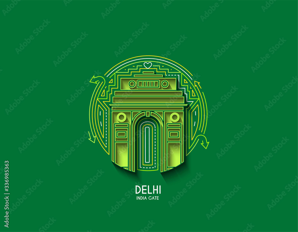 Gateway of India icon, Element design in outline style. Line art vector ...