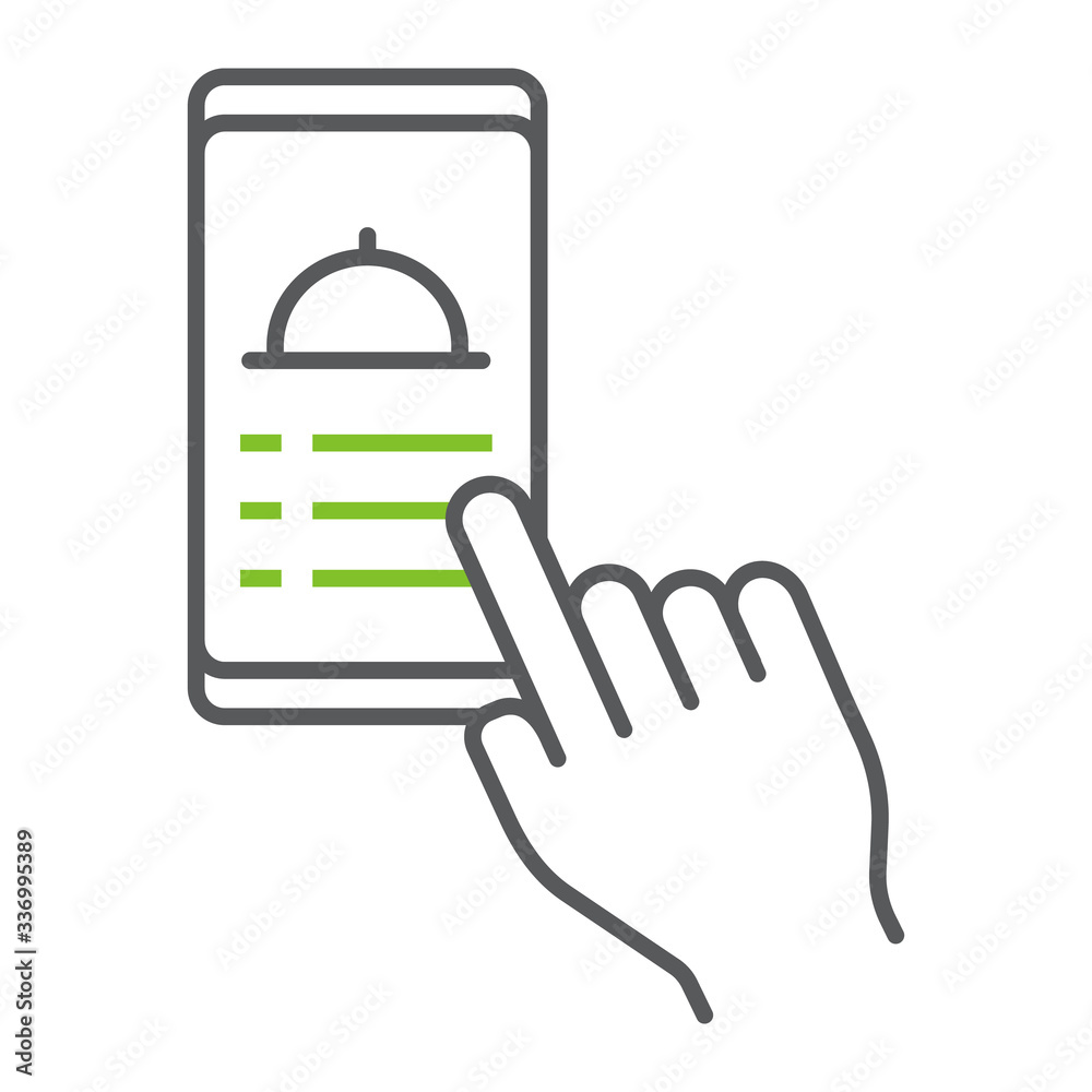 Order food online color line icon, service and food, mobile order food ...