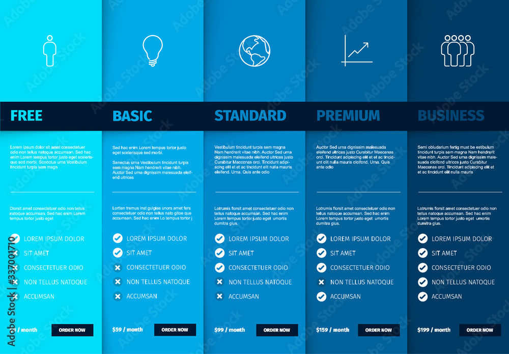 Poster Products versions feature and price list table – Wall Art ...