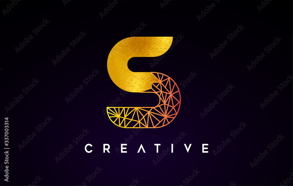 Golden Gold Letter S Beauty Logo. S Letter Design Vector with Origami ...