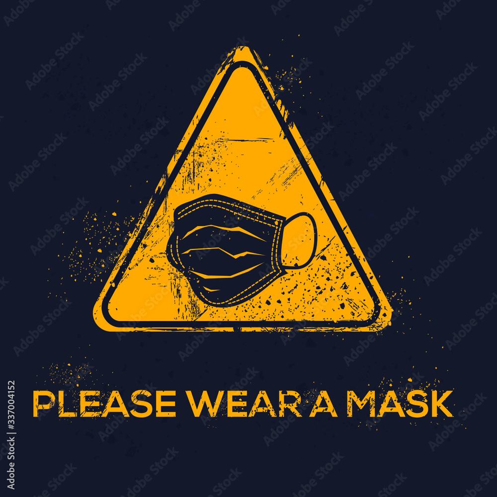 Warning sign (please wear a mask), vector illustration. Stock Vector ...