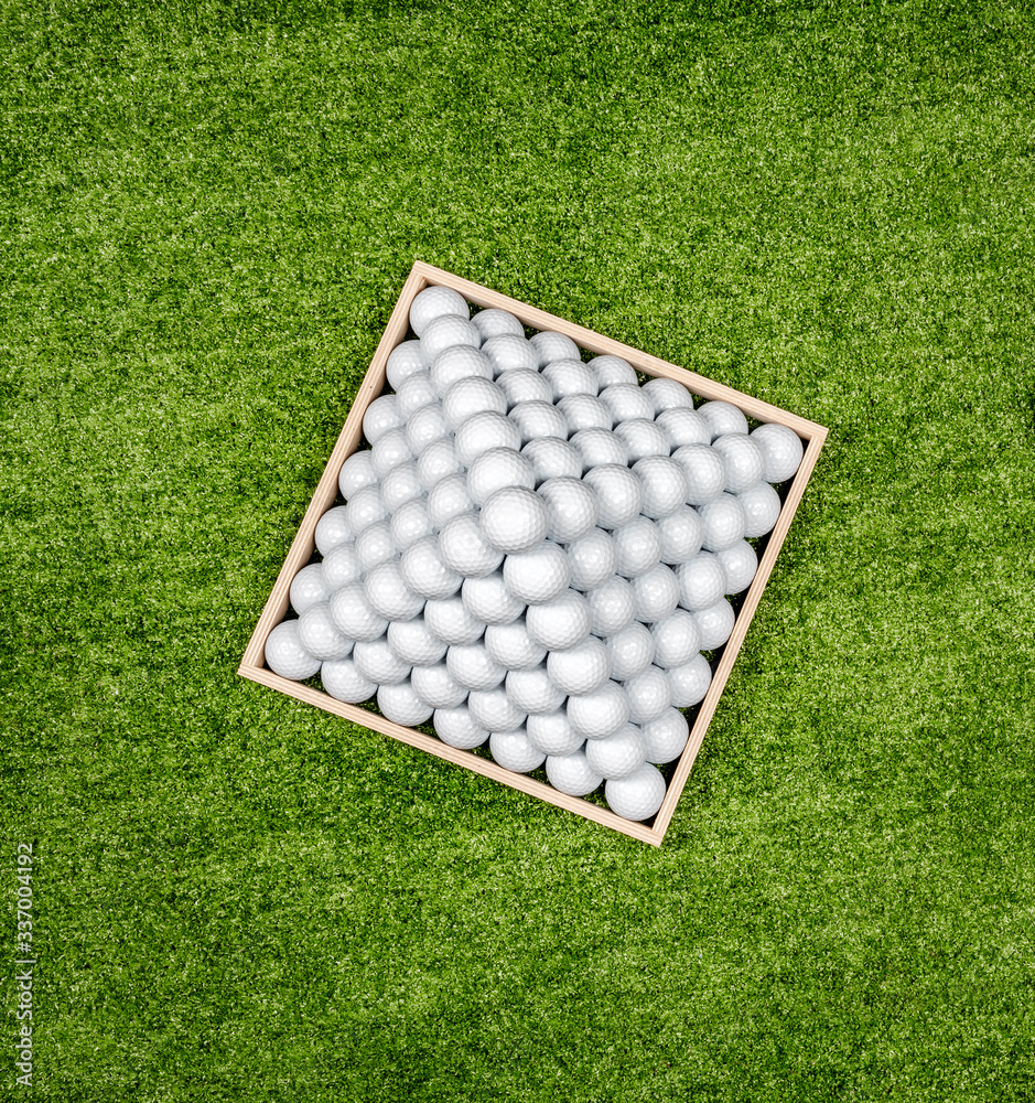 Pyramid of golf balls in a driving range, top view Stock Photo | Adobe ...