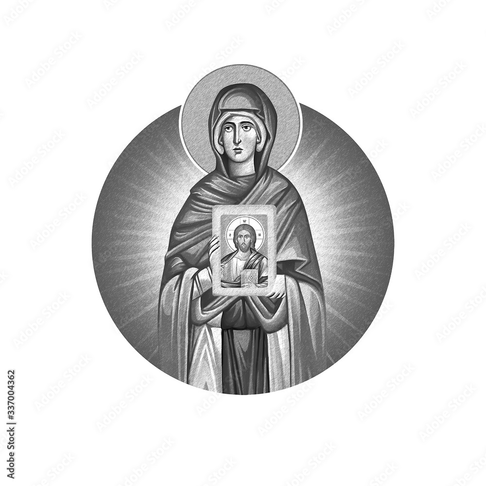 Medallion with Sv. Petka. Saint Parascheva of the Balkans. Illustration ...