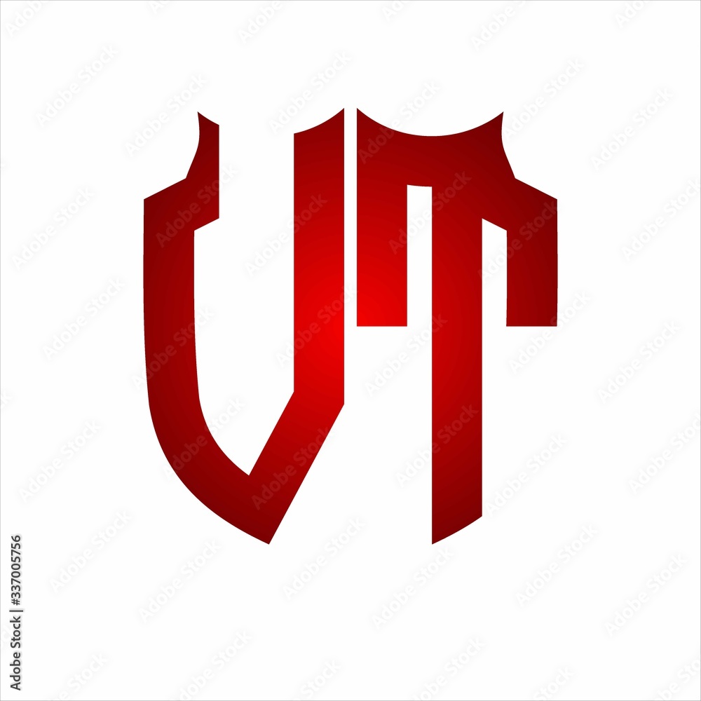 VT Logo Shield style Monogram design template with red colors on white ...