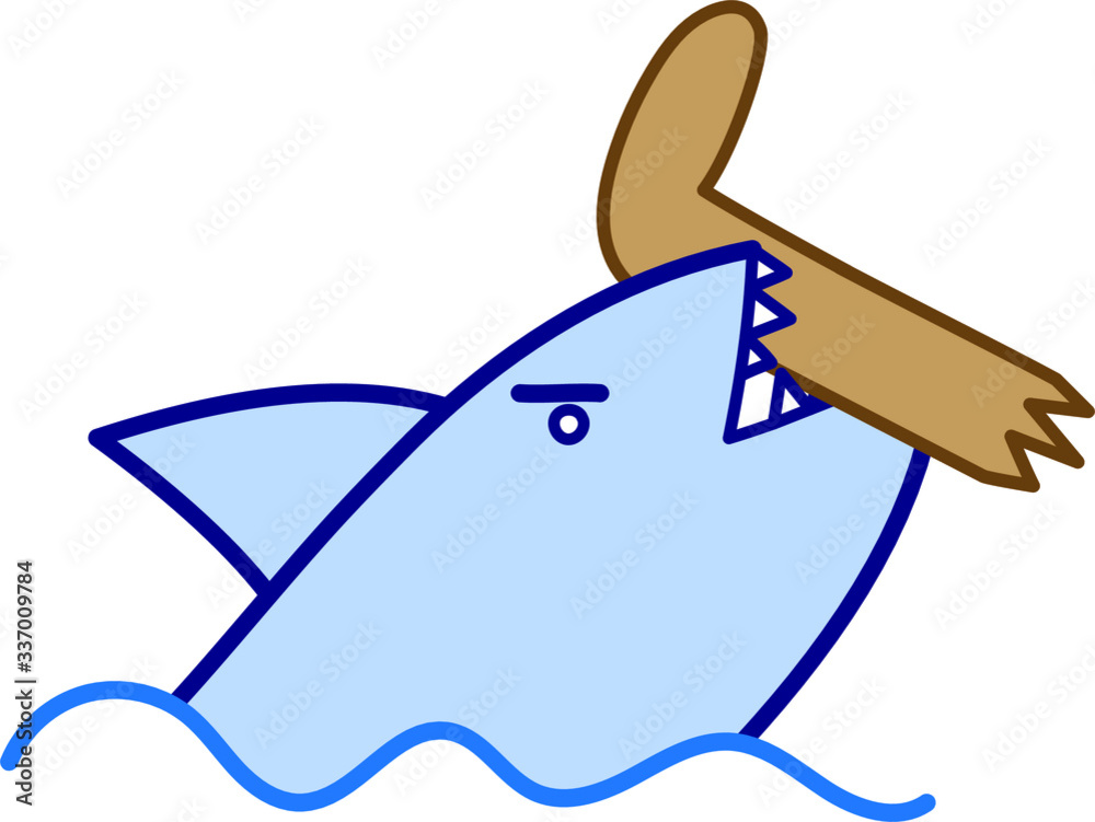 vector drawing, shark fom sea, angry shark, shark bite off leg, beware ...
