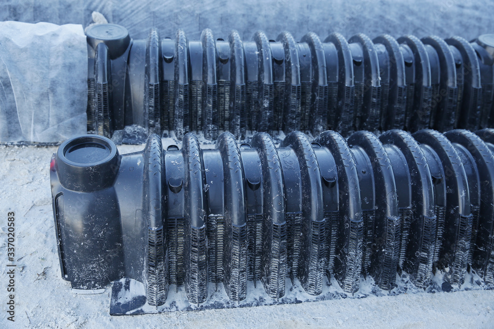 sewage system septic leach field under constructions or leachfield ...