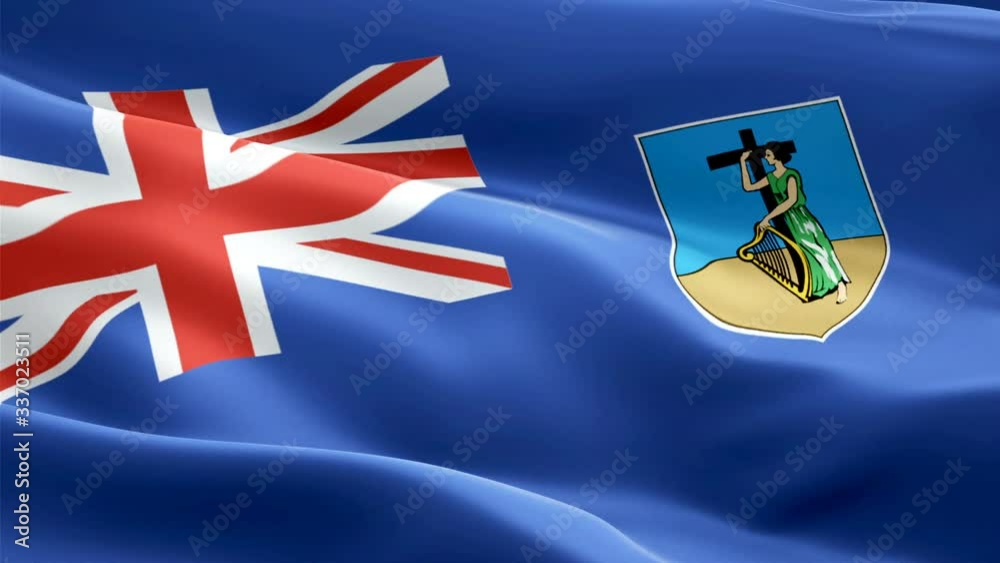 Montserrat waving flag. National 3d Montserratian flag waving. Sign of Montserrat island ...