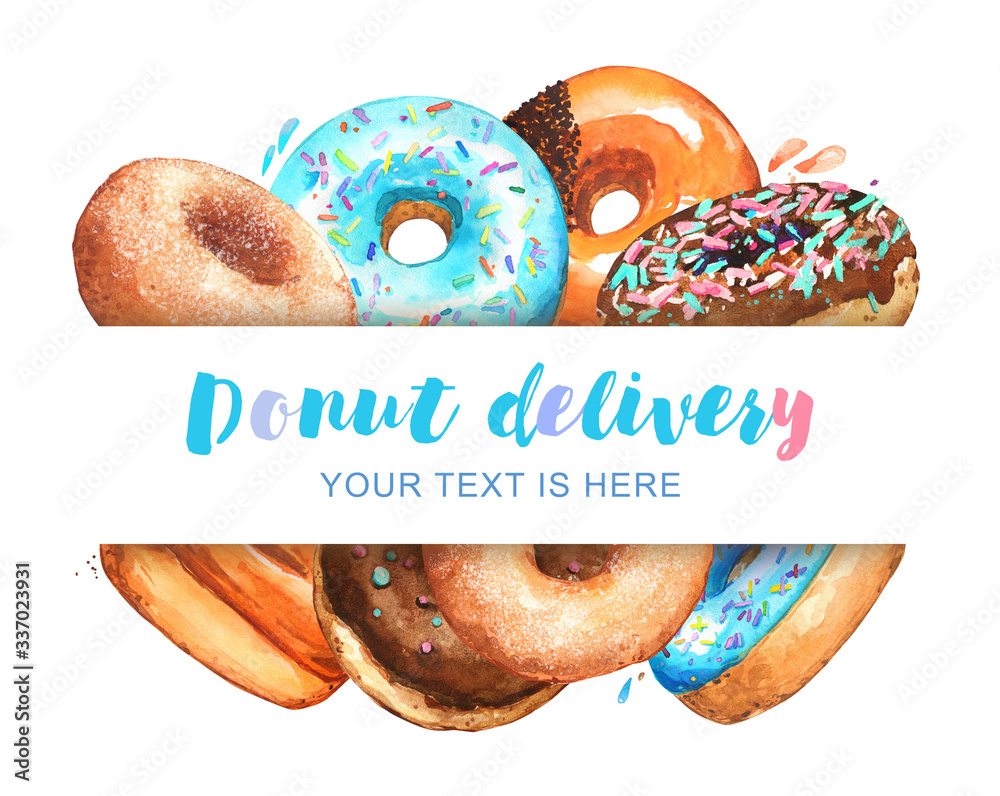 donuts banner place of text delivery baking chocolate cafe bakery frame ...