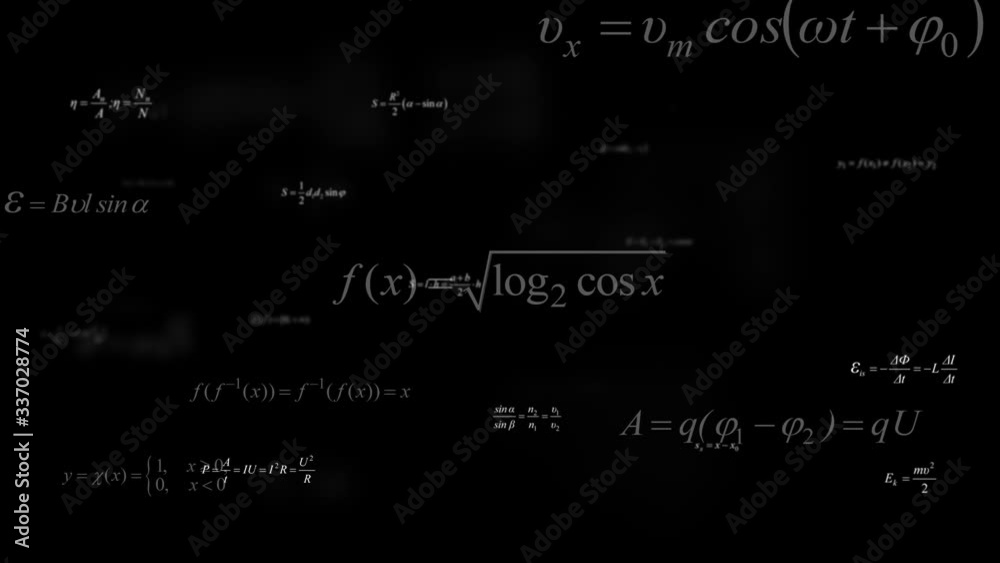 Digital geometric, physical formulas and mathematical symbols move in ...