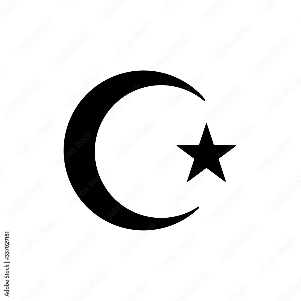star and crescent moon on white background islam muslim symbol religion ...