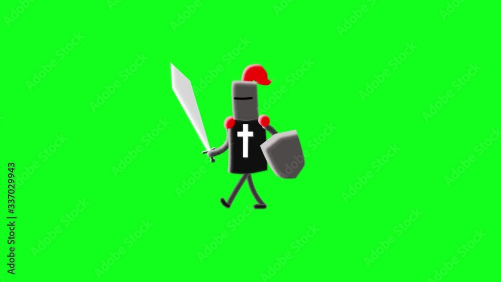 Medieval knight animation green screen element. 4K seamless looping ...