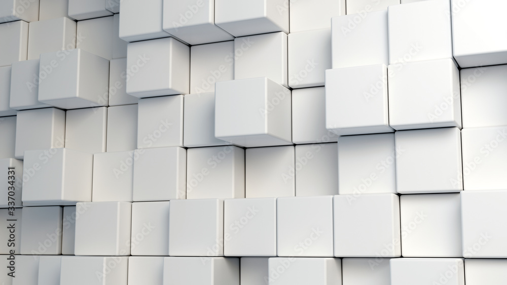 abstract white round cube multiple scale background, 3d render. Stock ...