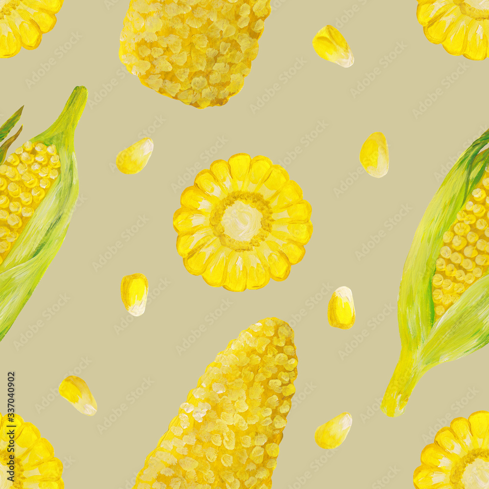 yellow sweet corn in a peel, without a peel, a piece of corn in a ...