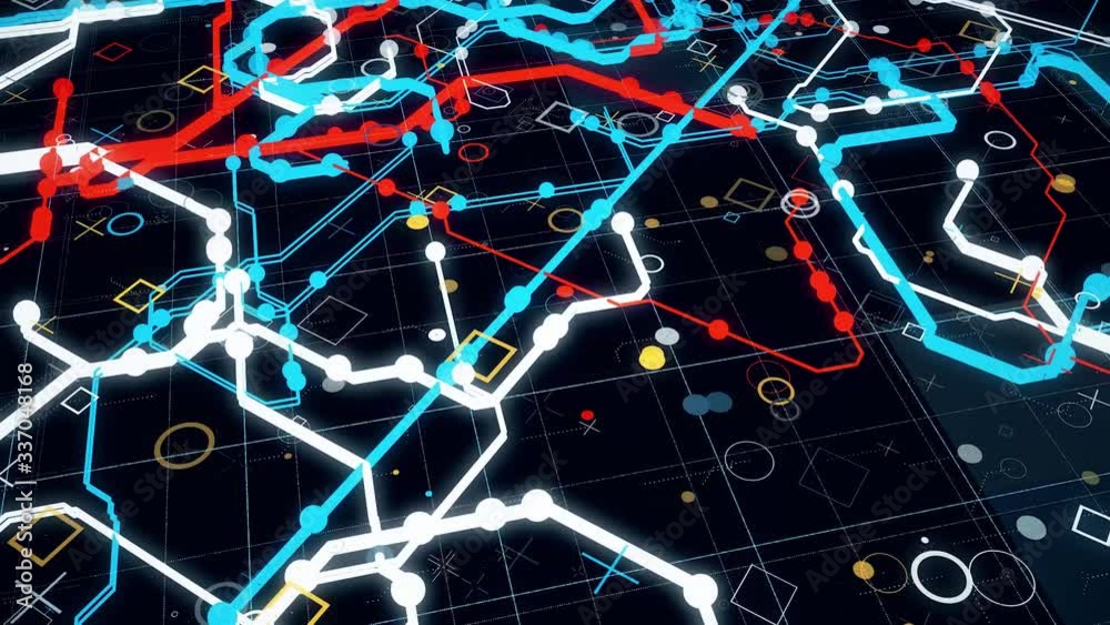 3D moving city map. Animation. Animated 3D diagram of city under ...