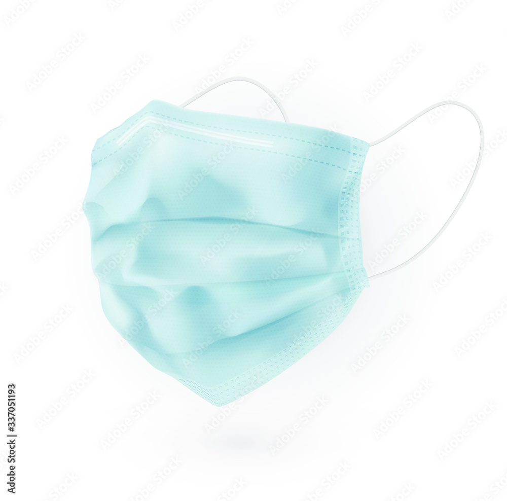 Medical surgical mask with ear straps. Realistic 3d vector illustration ...