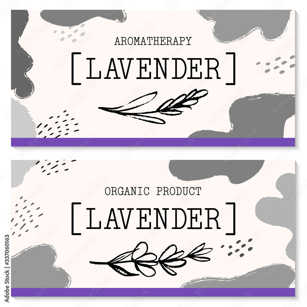 Vector packaging design elements and templates for lavender labels and ...
