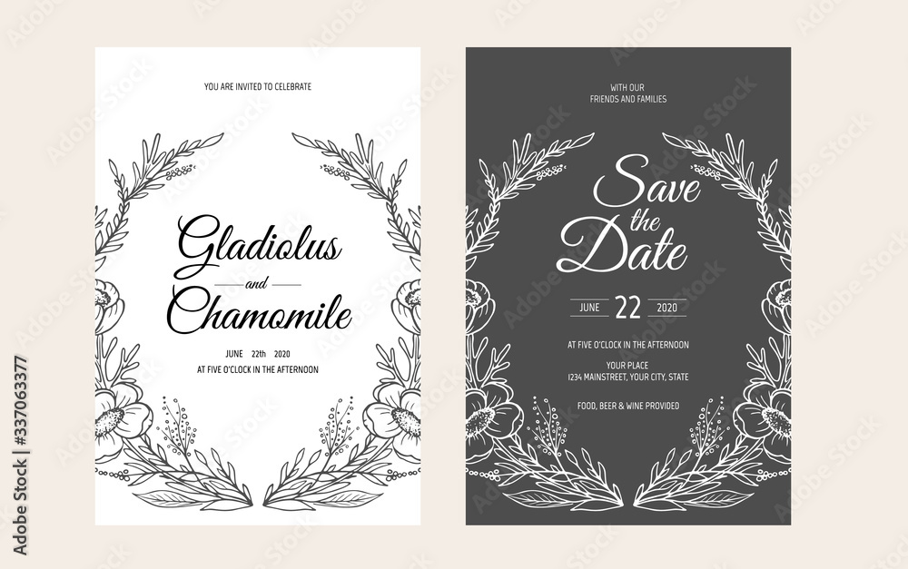 Minimalist wedding invitation card template design. Template, Frame ...