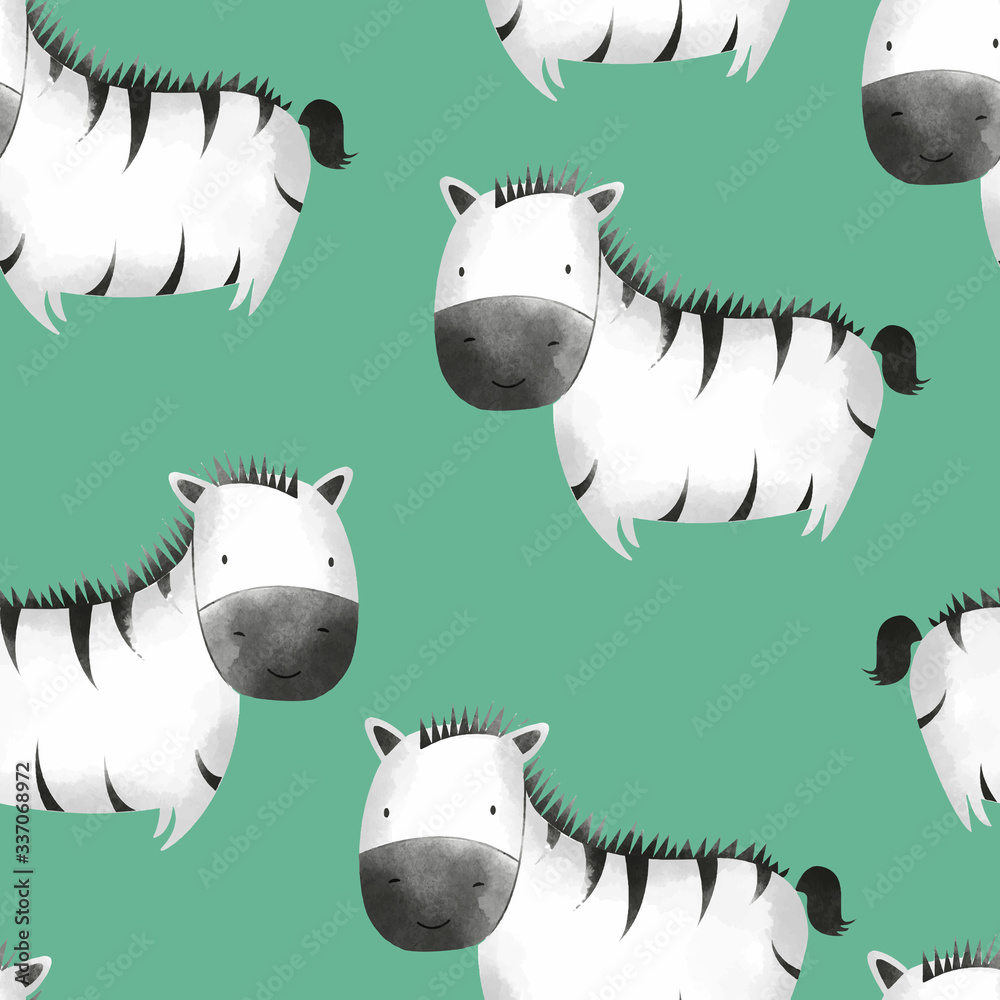 Vector sketch zebra seamless pattern for boys. Hand-drawing zebra ...